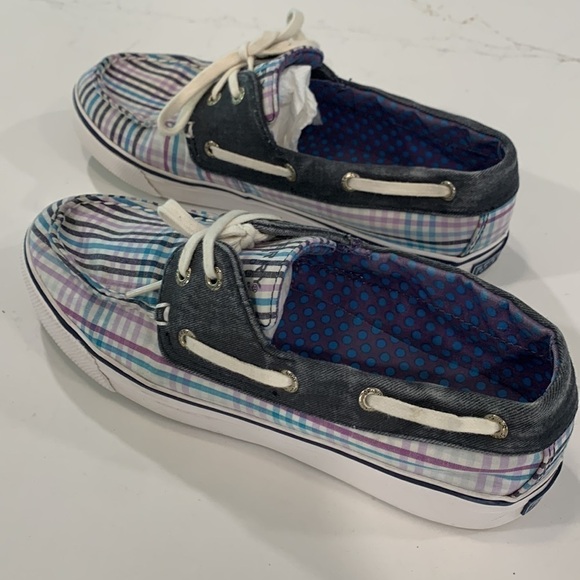 Sperry | Shoes | Sperry Purpleblueblack Plaid Boat Shoe Loafers | Poshmark